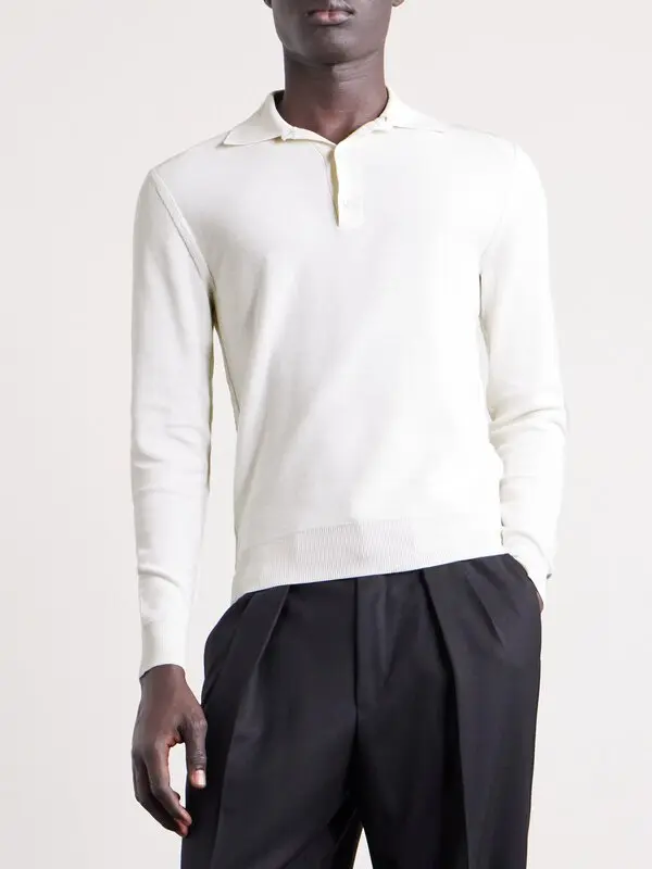 TOM FORD Silk And Cotton-blend Piqué Polo Shirt