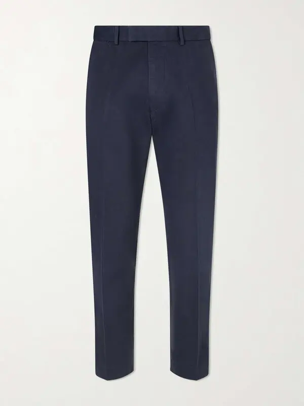 TOM FORD Straight-leg Cotton-drill Trousers - Navy