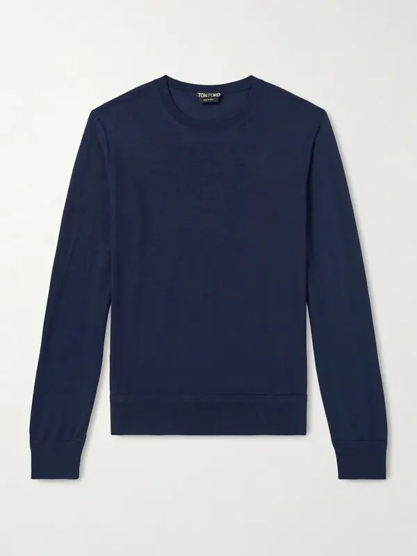 TOM FORD Wool Crew Neck Sweater - Blue