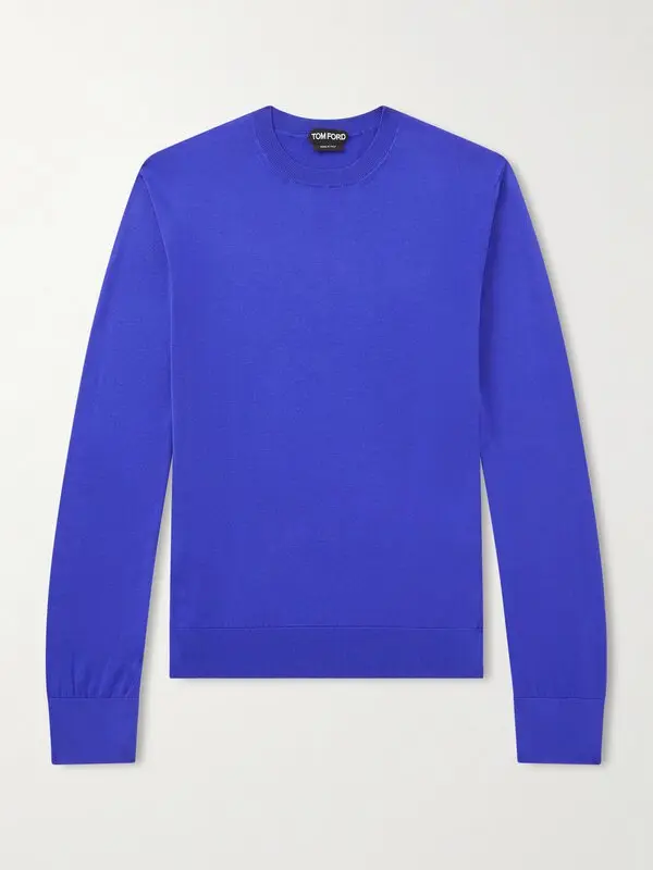 TOM FORD Silk Crewneck Sweater - Blue