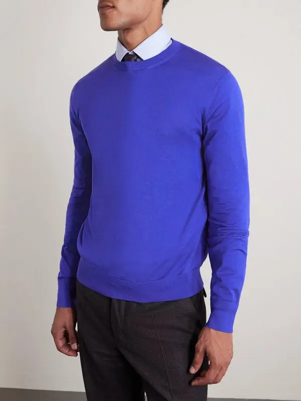 TOM FORD Silk Crewneck Sweater - Blue