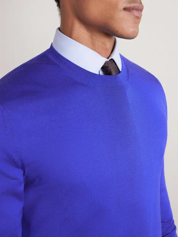 TOM FORD Silk Crewneck Sweater - Blue