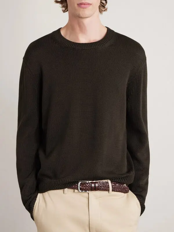 TOM FORD Cotton And Silk-blend Crewneck Sweater - Brown