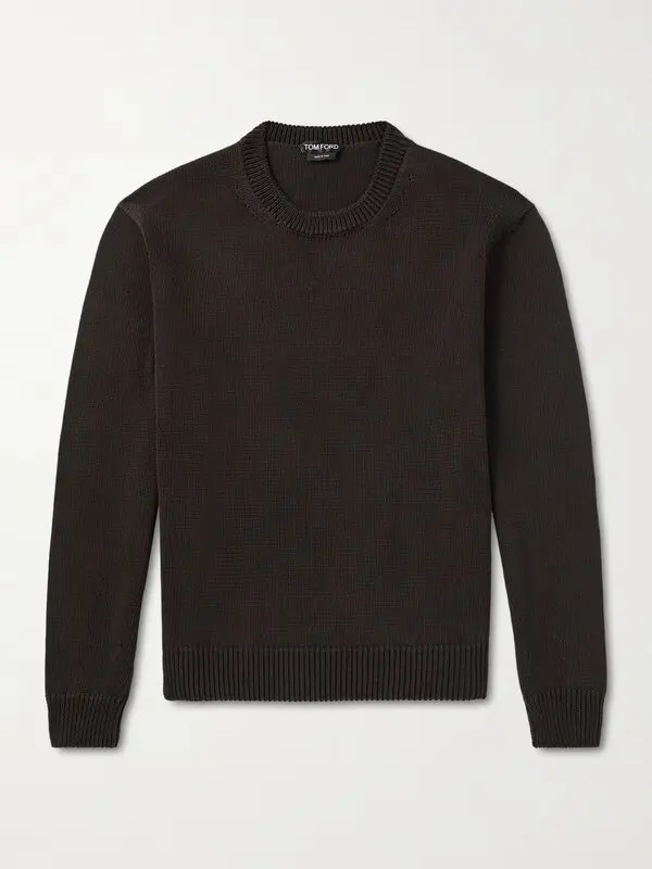 TOM FORD Cotton And Silk-blend Crewneck Sweater - Brown