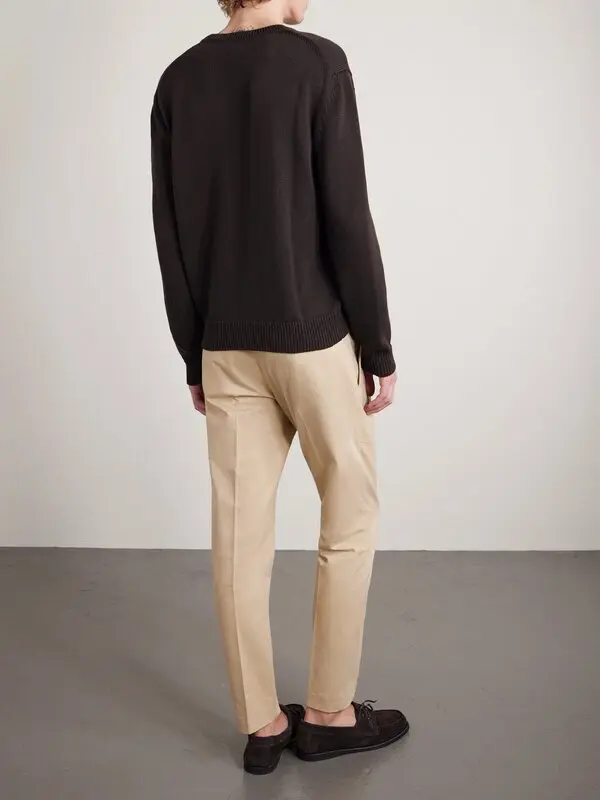 TOM FORD Cotton And Silk-blend Crewneck Sweater - Brown