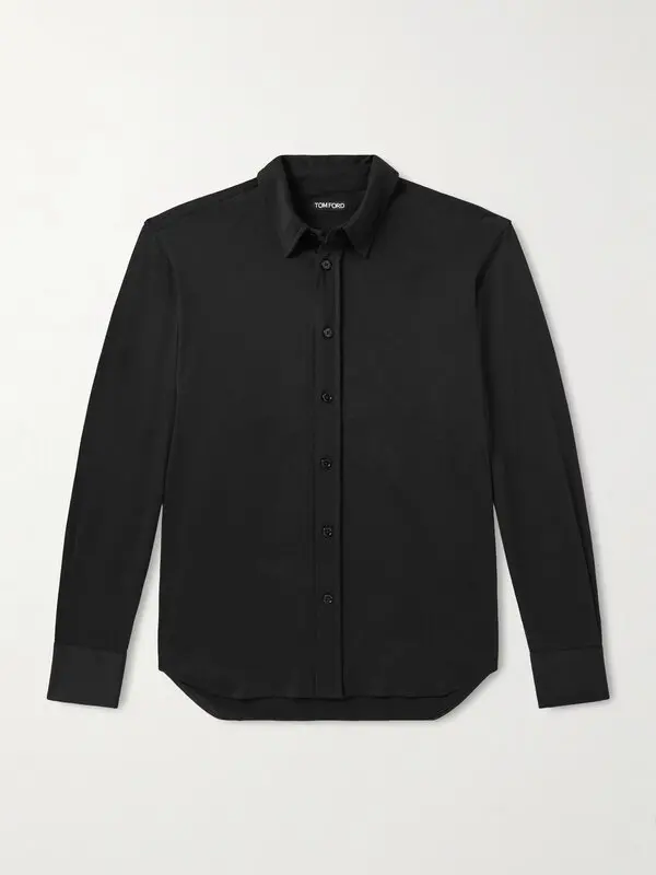 TOM FORD Silk And Cotton-blend Jersey Shirt - Black