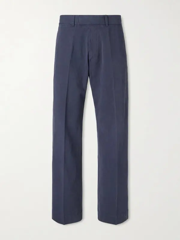 TOM FORD Wide-leg Cotton-drill Trousers - Blue