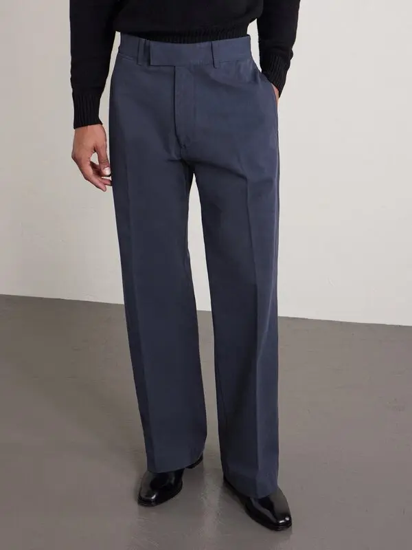 TOM FORD Wide-leg Cotton-drill Trousers - Blue