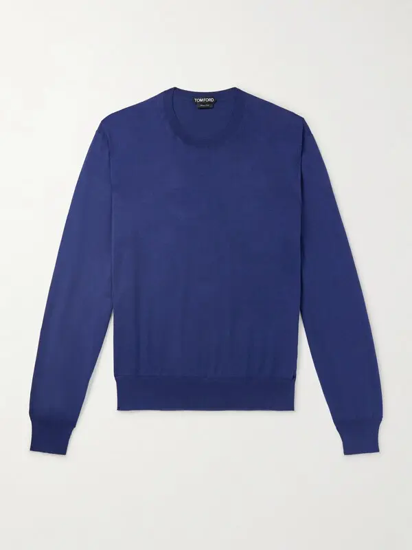 TOM FORD Cotton Crewneck Sweater - Blue