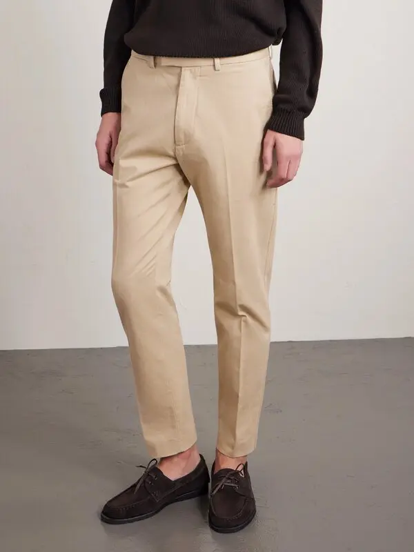 TOM FORD Straight-leg Cotton-drill Trousers - Neutrals