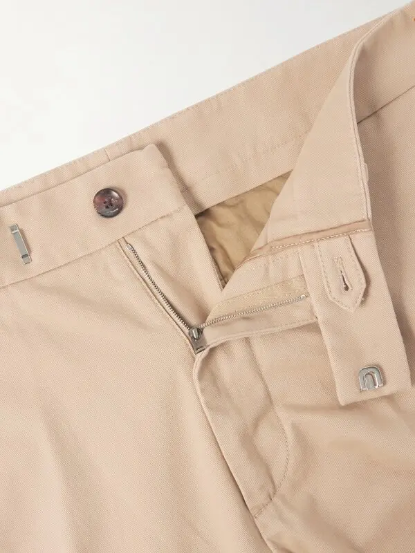 TOM FORD Straight-leg Cotton-drill Trousers - Neutrals