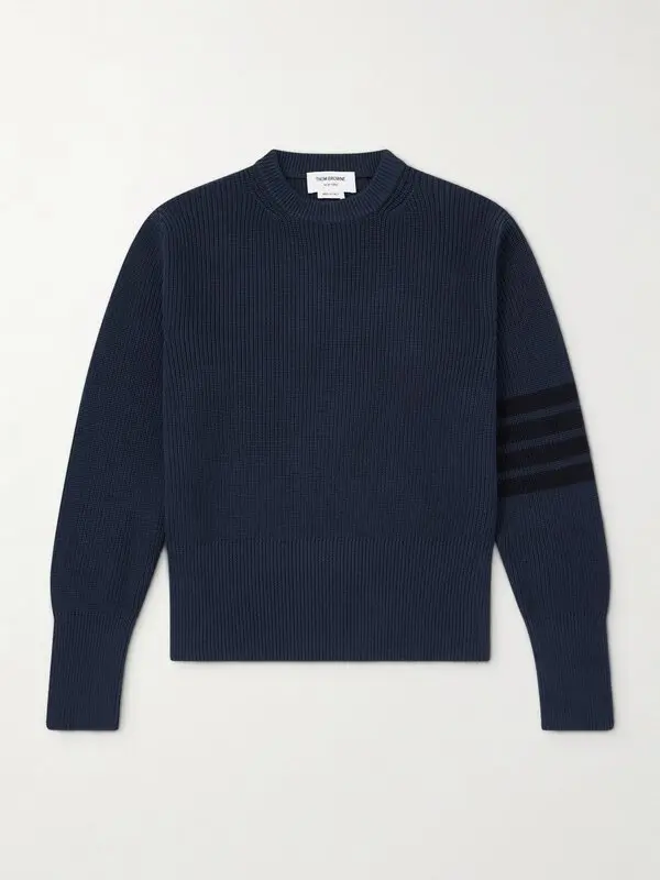 Thom Browne Slim-fit Striped Cotton Sweater - Blue