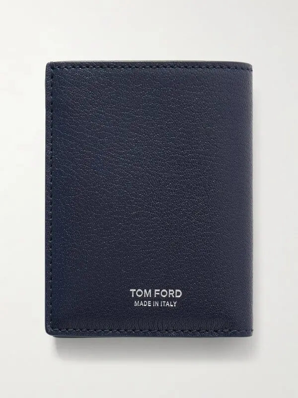 TOM FORD Pebble-grain Leather Billfold Wallet - Blue