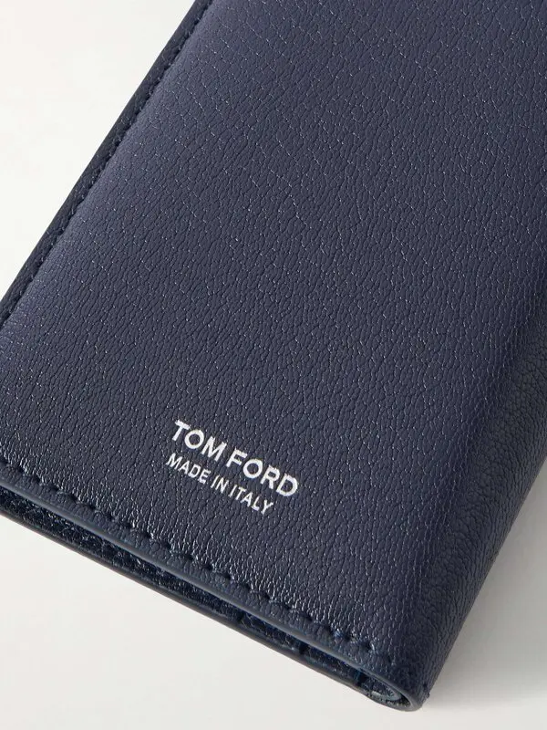 TOM FORD Pebble-grain Leather Billfold Wallet - Navy