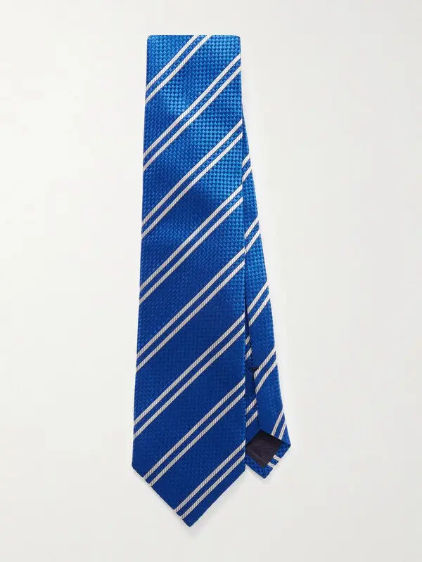 TOM FORD 8cm Striped Silk-jacquard Neck Tie - Blue