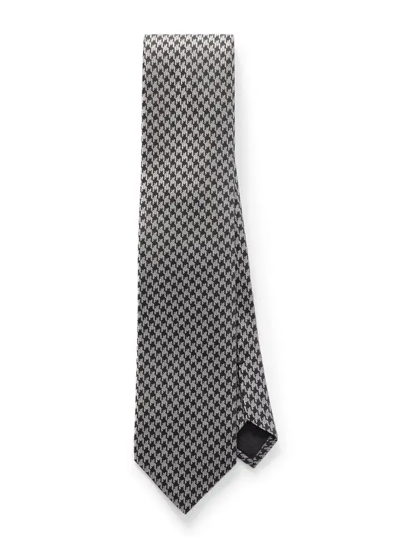 TOM FORD 8cm Houndstooth Silk-jacquard Neck Tie - Gray