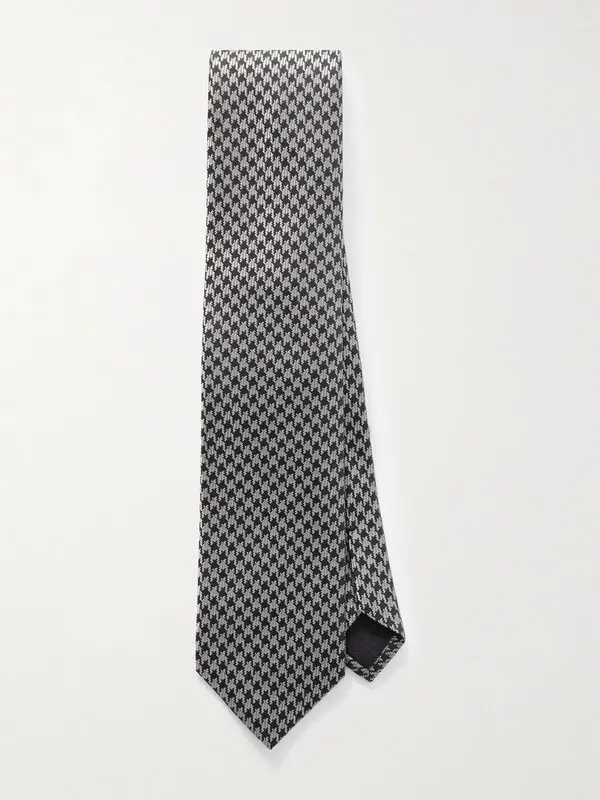 TOM FORD 8cm Houndstooth Silk-jacquard Neck Tie - Gray
