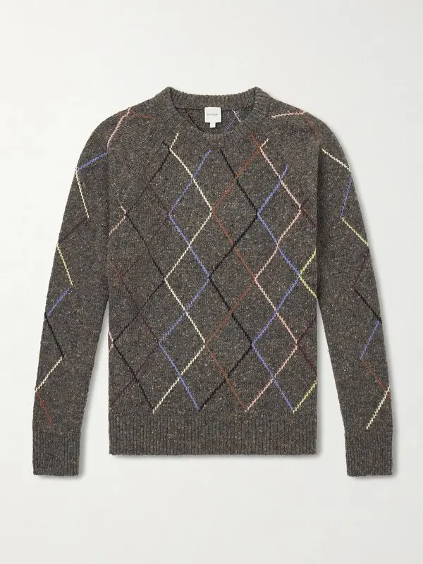 Paul Smith Argyle Wool And Cotton-blend Sweater