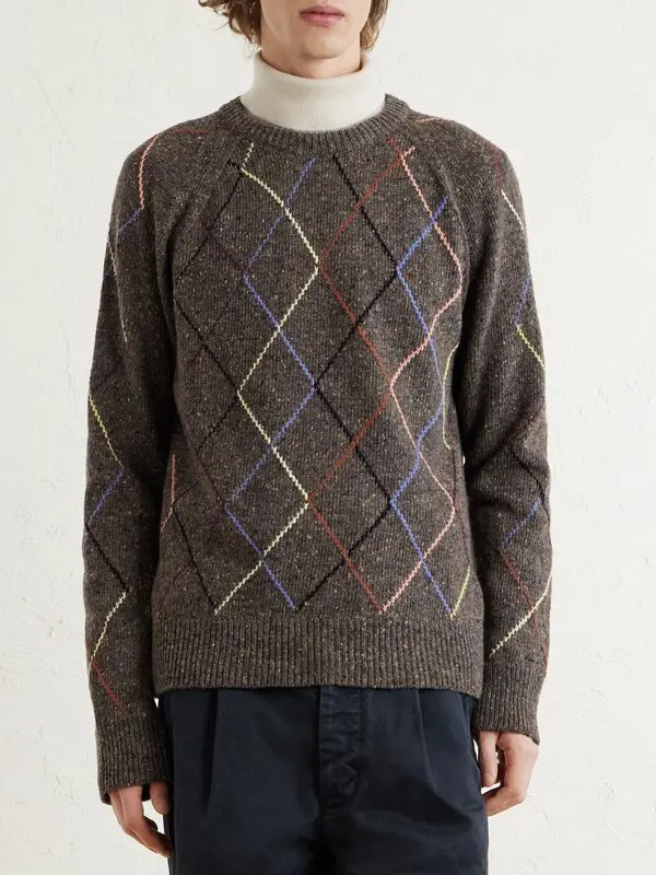 Paul Smith Argyle Wool And Cotton-blend Sweater