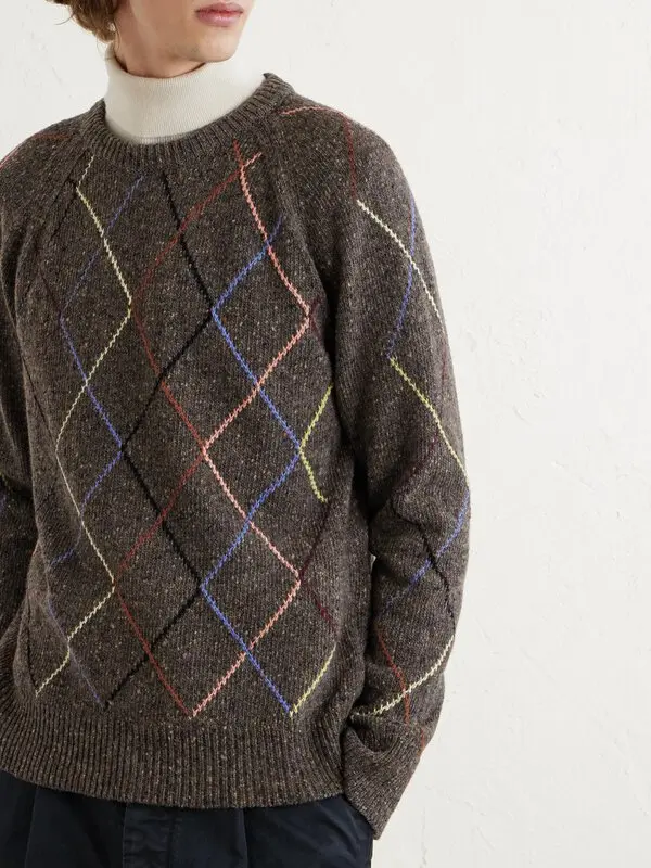 Paul Smith Argyle Wool And Cotton-blend Sweater