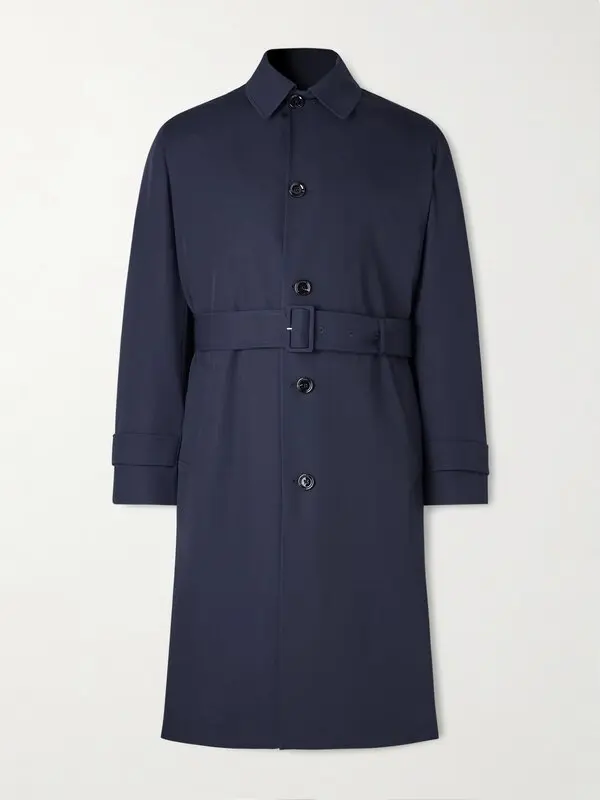 LARDINI Virgin Wool-gabardine Trench Coat - Blue
