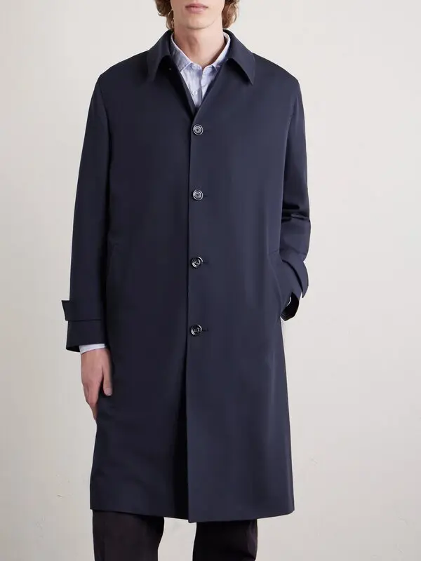 LARDINI Virgin Wool-gabardine Trench Coat - Blue