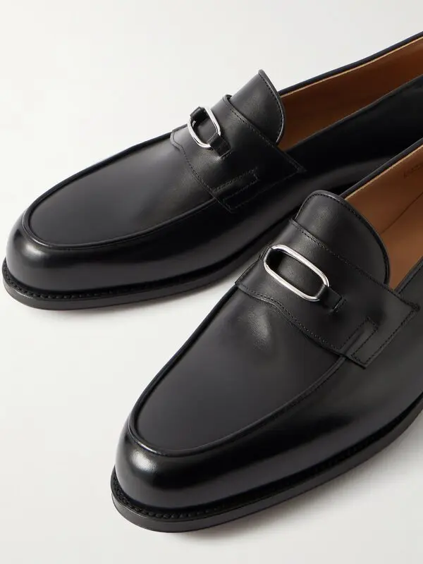 John Lobb Lopez Embellished Leather Penny Loafers - Black