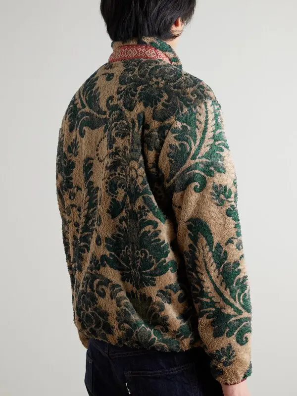 Kapital Damask Printed Fleece Zip-up Jacket - Neutrals