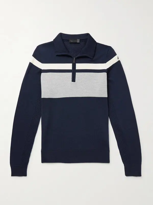 Kjus Striped Merino Wool Half-zip Sweater - Blue