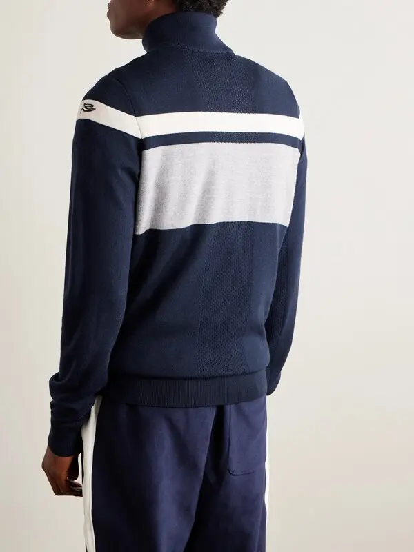 Kjus Striped Merino Wool Half-zip Sweater - Blue