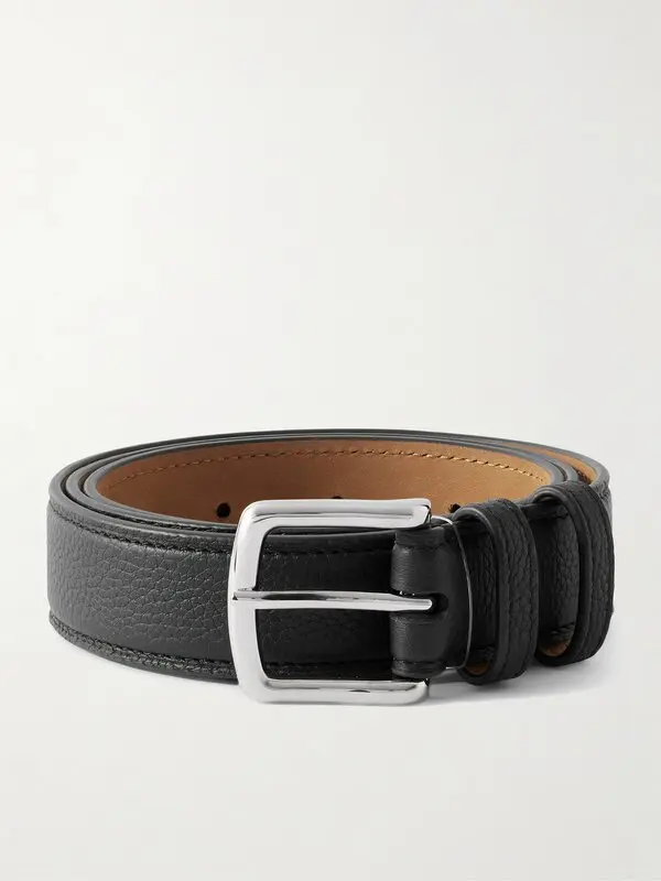 George Cleverley 3cm Full-grain Leather Belt - Black