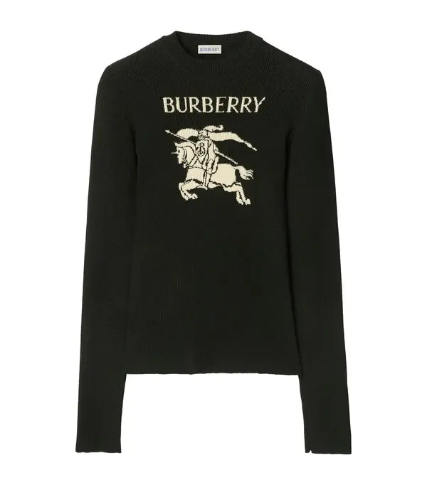 Burberry Wool-silk Ekd Sweater - Black