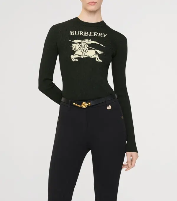 Burberry Wool-silk Ekd Sweater - Black