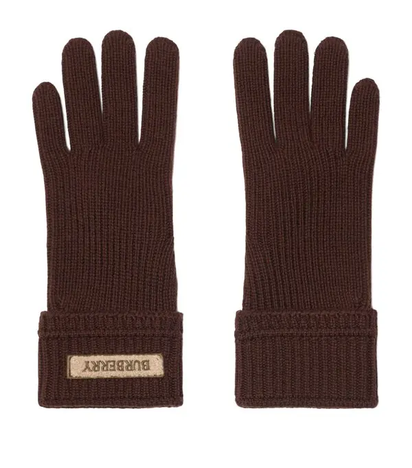 Burberry Wool-blend Logo Gloves - Brown