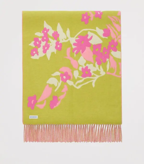 Burberry Cashmere Wide Floral Ekd Scarf