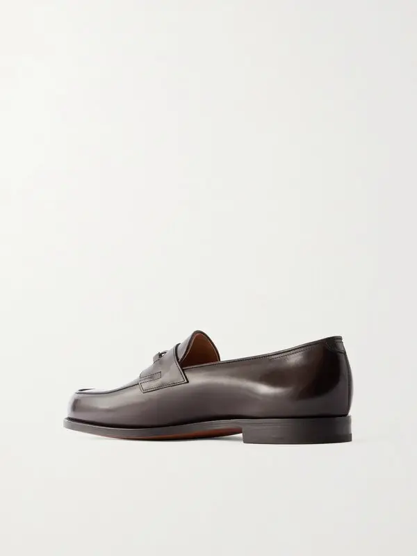 John Lobb Lopez Embellished Leather Loafers - Brown
