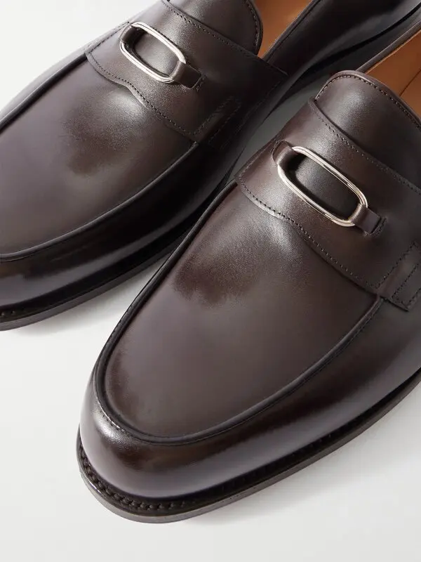John Lobb Lopez Embellished Leather Loafers - Brown