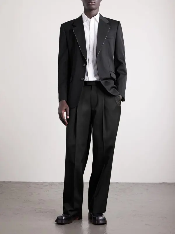 Givenchy Straight-leg Pleated Grain De Poudre Wool Trousers