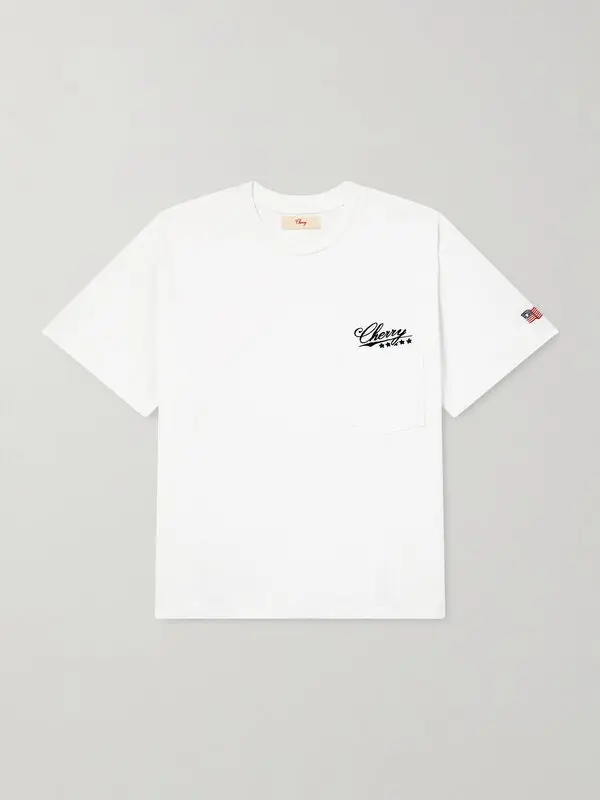 CHERRY LOS ANGELES Five Star Logo-embroidered Appliquéd Cotton-jersey T-shirt - White