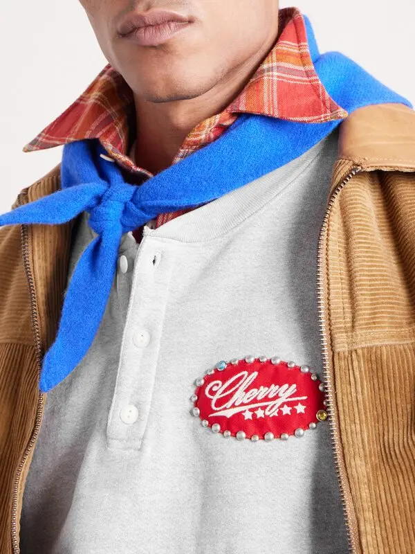 CHERRY LOS ANGELES Five Star Studded Logo-embroidered Cotton-blend Sweater