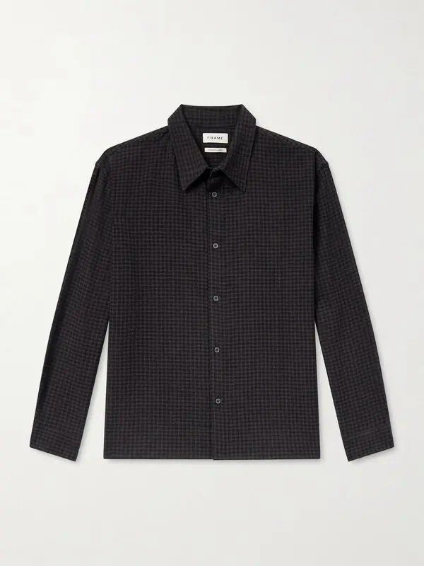 FRAME Checked Cotton And Wool-blend Shirt - Blue