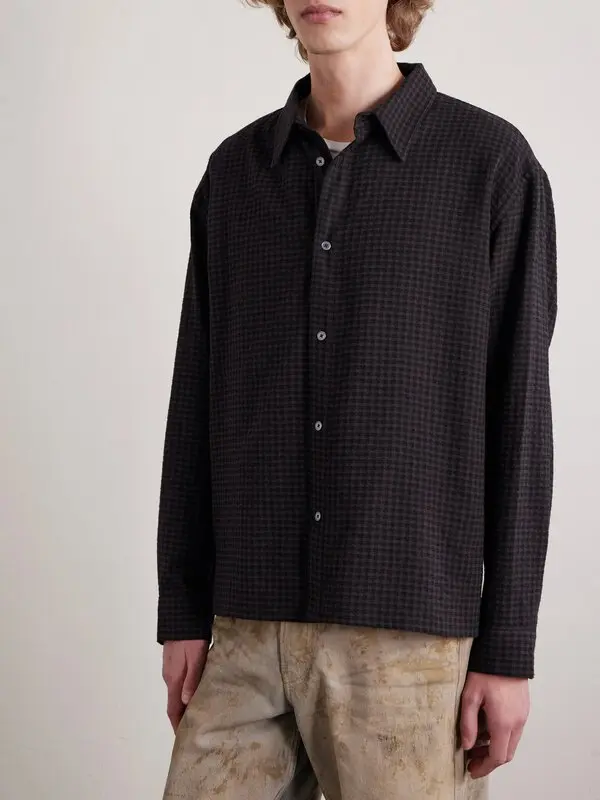 FRAME Checked Cotton And Wool-blend Shirt - Blue