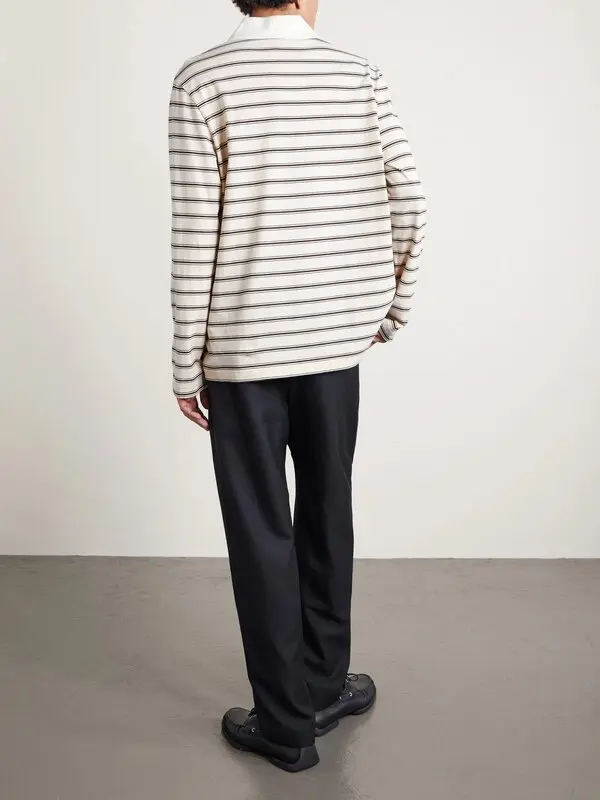 A.p.c. Striped Organic Cotton-jersey Polo Shirt - Neutrals