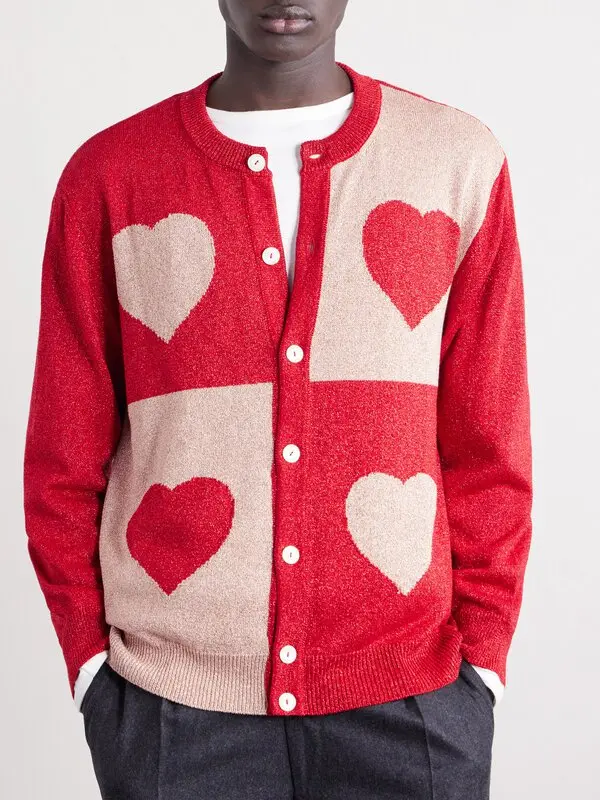 BODE Hearts Lamé Cardigan