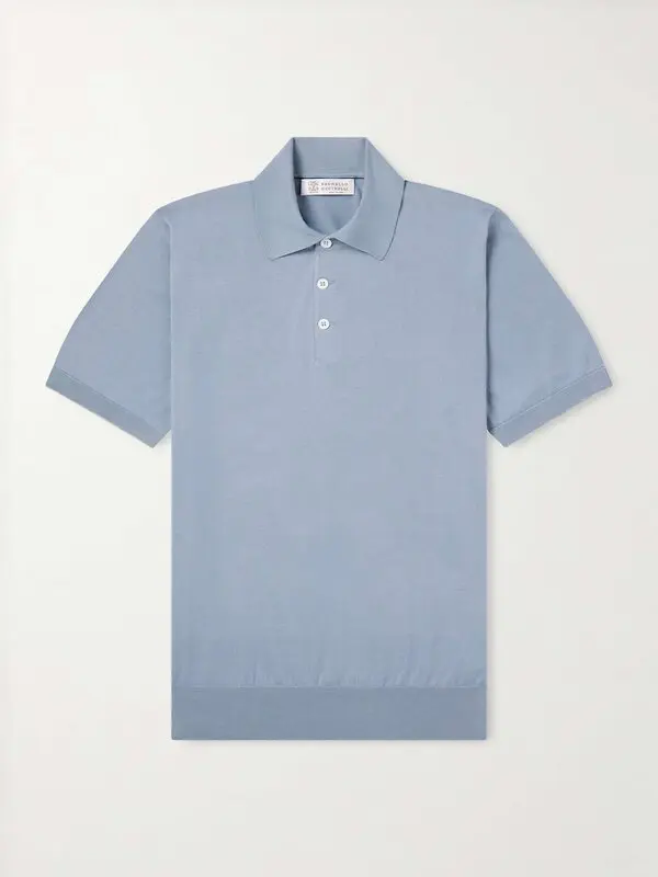 Brunello Cucinelli Cotton Polo Shirt - Light Blue
