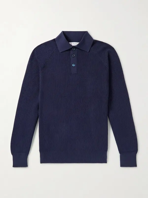 Brunello Cucinelli Ribbed Cotton Polo Shirt