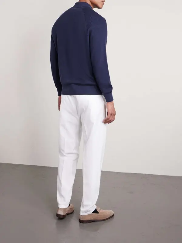 Brunello Cucinelli Ribbed Cotton Polo Shirt