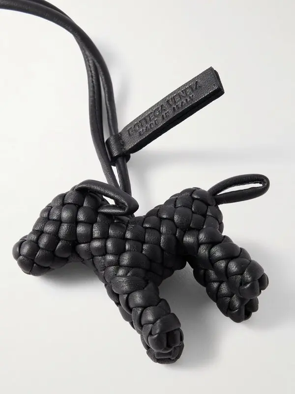 Bottega Veneta Intrecciato Leather Bag Charm - Black