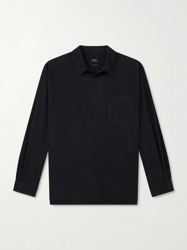 A.p.c. Malo Logo-embroidered Organic Cotton Shirt - Black