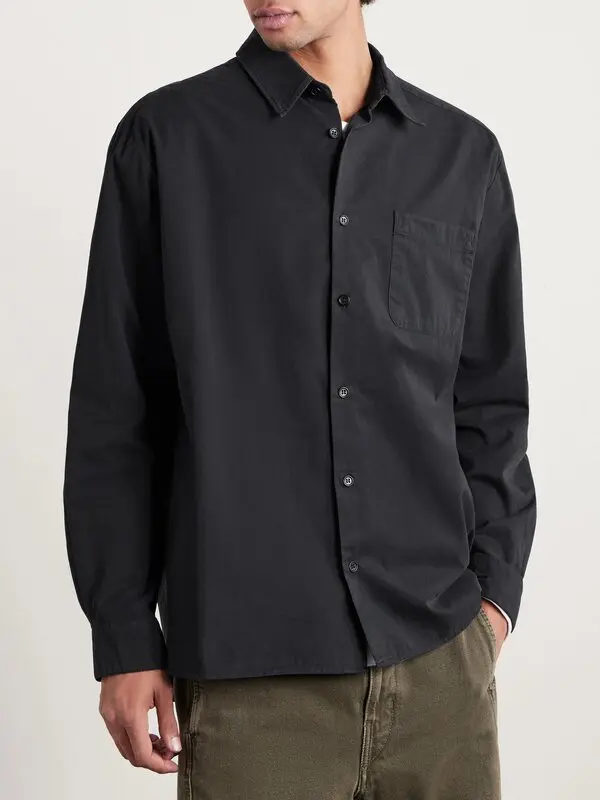 A.p.c. Malo Logo-embroidered Organic Cotton Shirt - Black